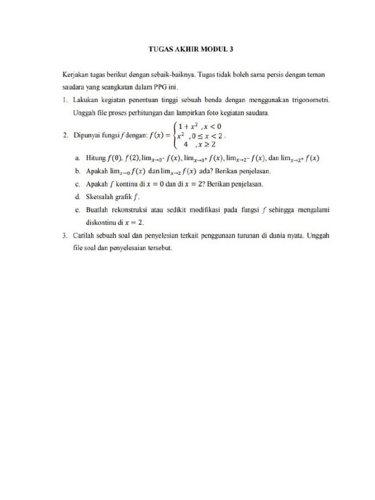 TUGAS AKHIR Modul 3 KALKULUS DAN TRIGONOMETRI | PDF | Metode & Bahan Ajar