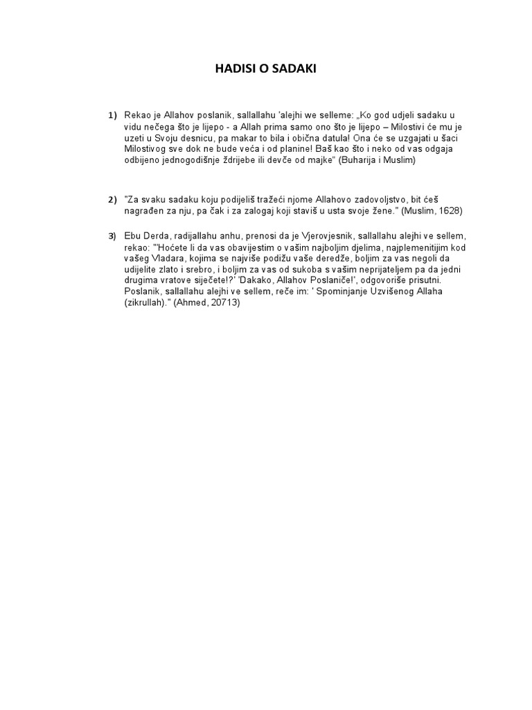 Hadisi o Sadaki | PDF