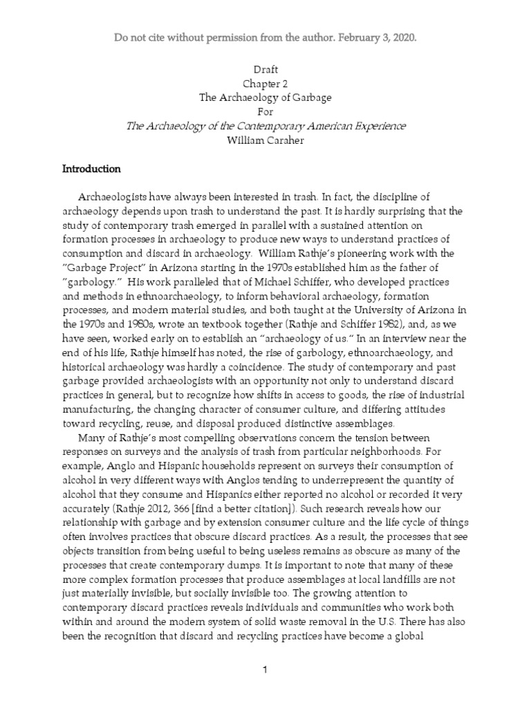 Caraher - Arch - The Archaeology of Garbage | PDF | Municipal Solid ...