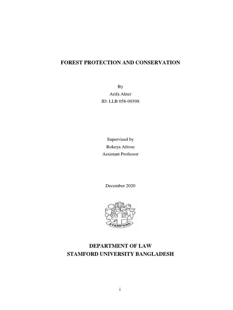 Arifa Akter, ID LLB 058-09398 | PDF | Deforestation | Forestry