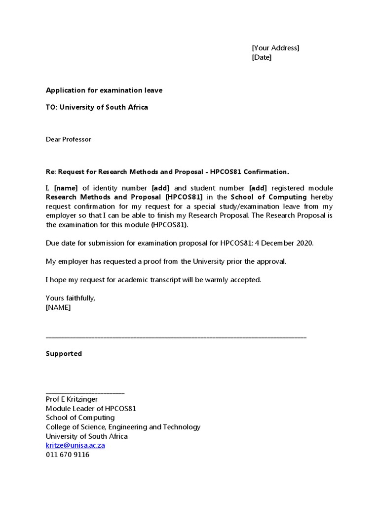 Study Leave Request Letter - 2020 | PDF | Career & Growth