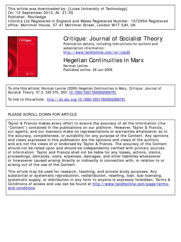 Hegelian Influence on Marx's Methodology | PDF | Georg Wilhelm ...