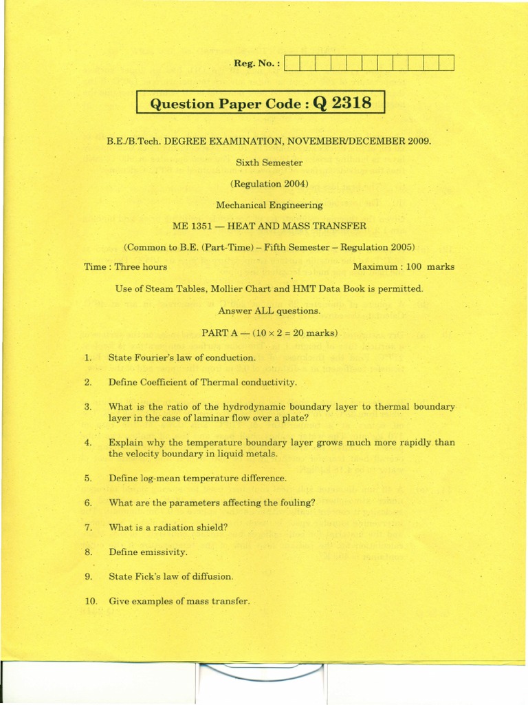 Exam Questions | PDF | Heat Transfer | Heat