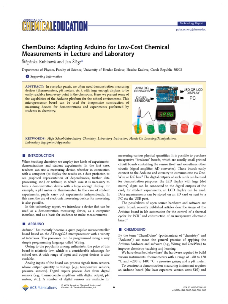 Chemduino: Adapting Arduino For Low-Cost Chemical Measurements in ...