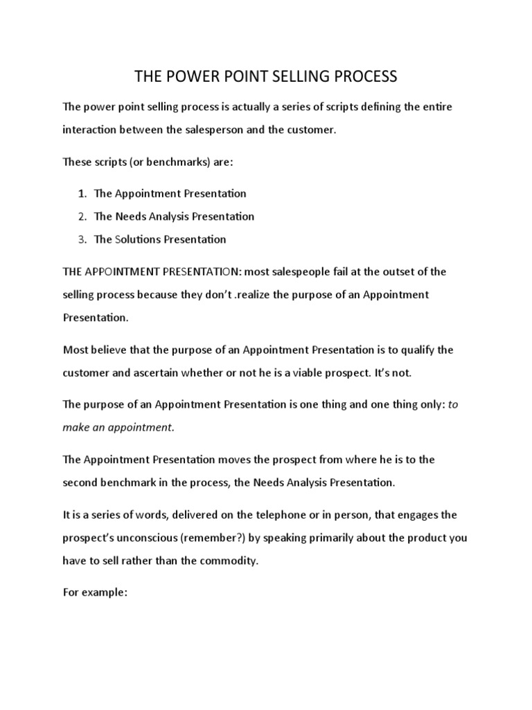 Power Point Selling Process Explained | PDF | Sales | Benchmarking