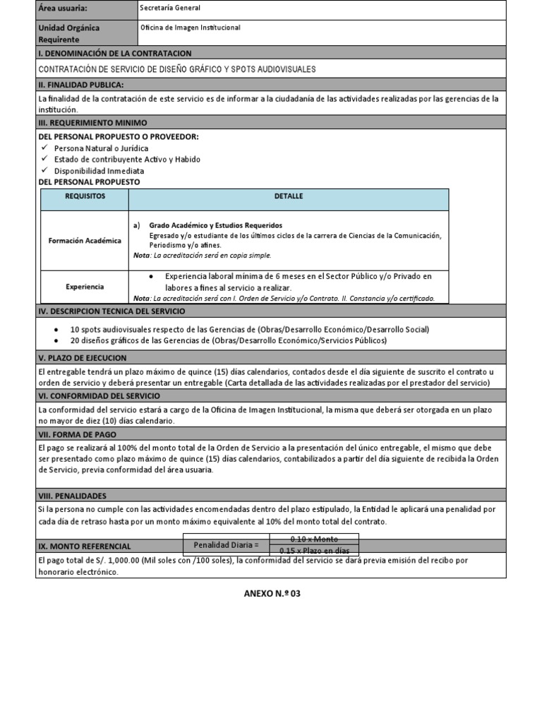 ANEXO 03 - FORMATO TDR - .Docx CLAUDIA | PDF | Business
