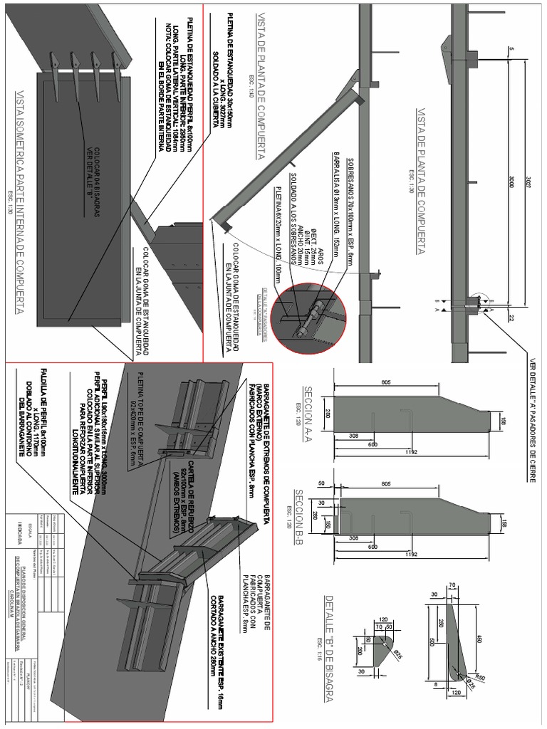 Diseño de Compuerta Abatible para Gabarra Carolina M (Detalle) | PDF ...