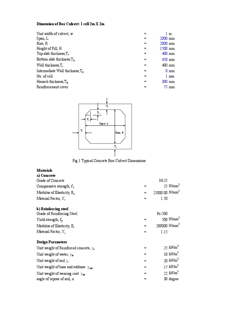 Dimension of Box Culvert: 1 Cell 2m X 2m: T B S Is | PDF | Young's ...