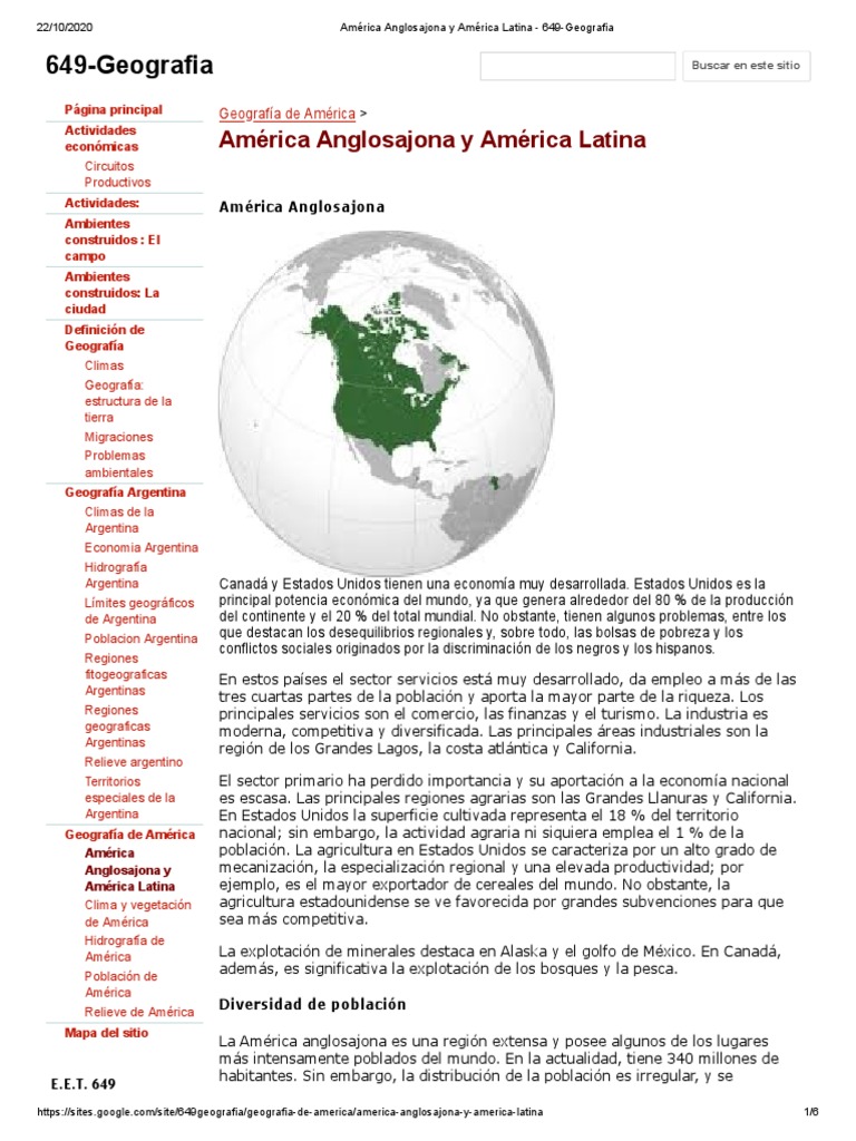 América Anglosajona y América Latina | PDF | Américas | Centroamérica