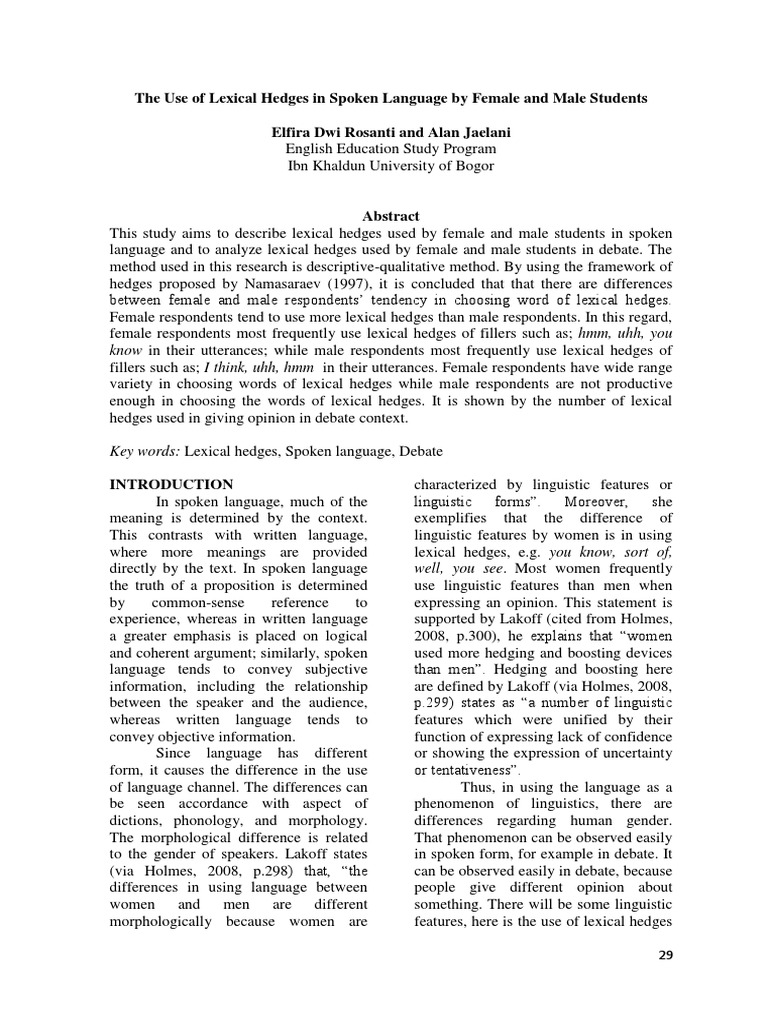The Use of Lexical Hedges in Spoken English | PDF | Verb | Linguistics