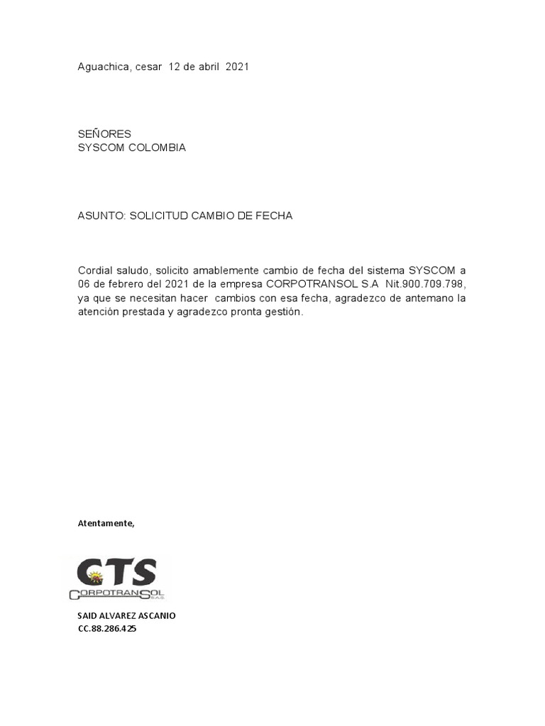 Carta para Syscom | PDF