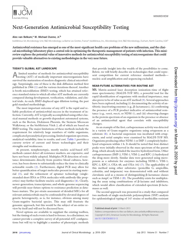 Next-Generation Antimicrobial Susceptibility Testing | PDF | Laboratory ...