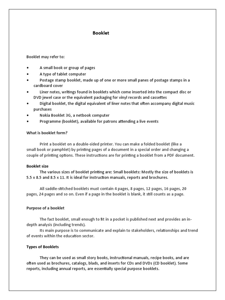 Booklet: What Is Booklet Form? | PDF | Envelope | Dvd