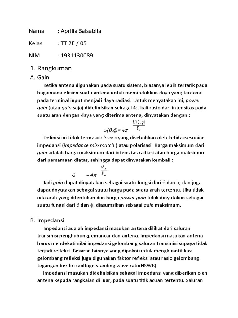 Tugas 3 - Parameter Antena | PDF