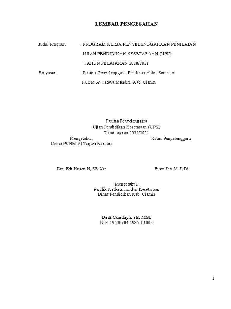 Program Upk 2021 | PDF | Karier & Perkembangan | Bisnis