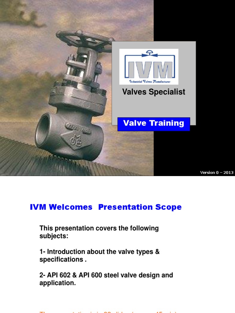 Valvula Entrenamiento Prsentacion IVM | PDF | Valve | Plumbing