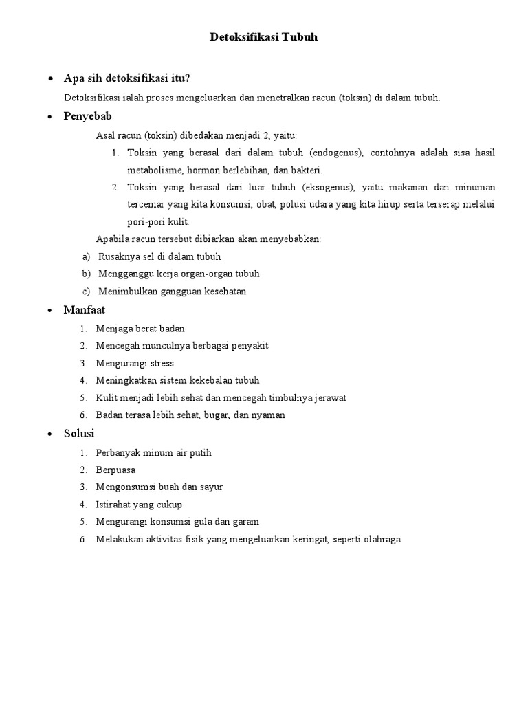 Manfaat dan Proses Detoksifikasi Tubuh | PDF