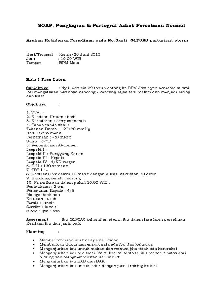SOAP Persalinan | PDF