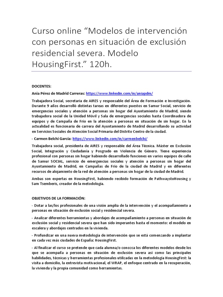 Guia Housing First | PDF | Trabajo Social | Exclusión social
