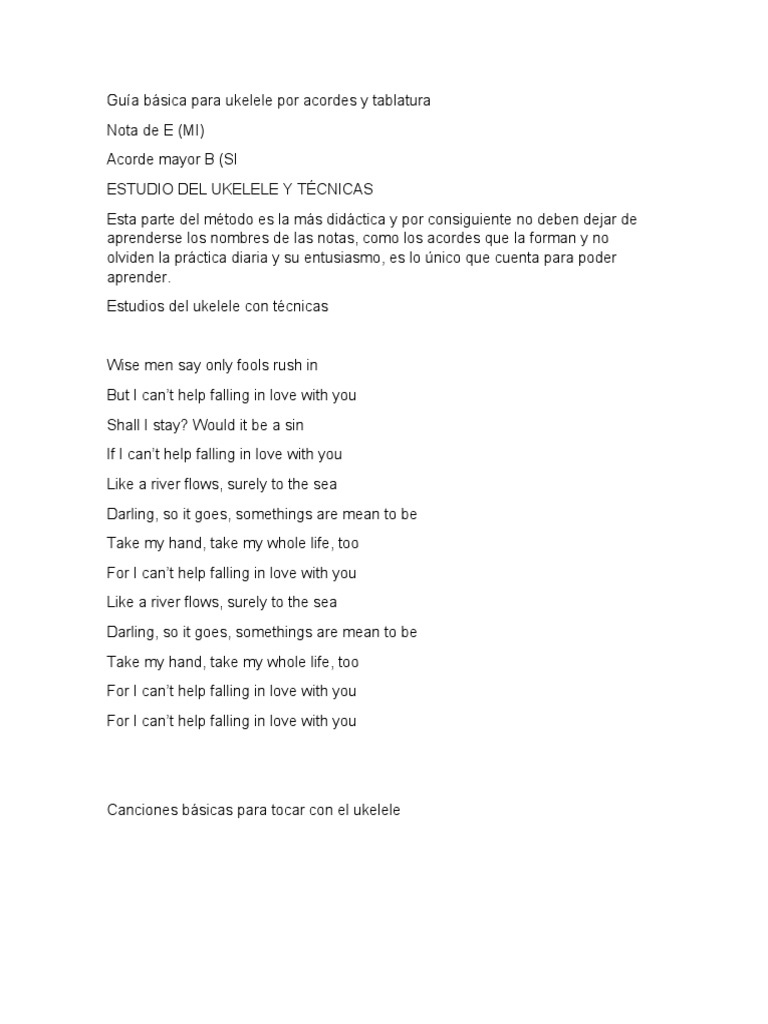 Guía Básica para Ukelele Por Acordes y Tablatura | PDF | Artes del ...