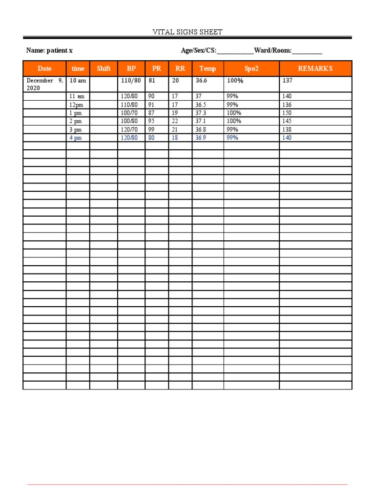 Vital Sign Sheet Record | PDF | Medical Specialties | Medicine