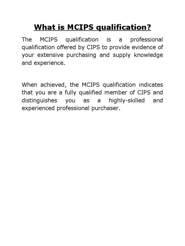 What Is MCIPS Qualification | PDF