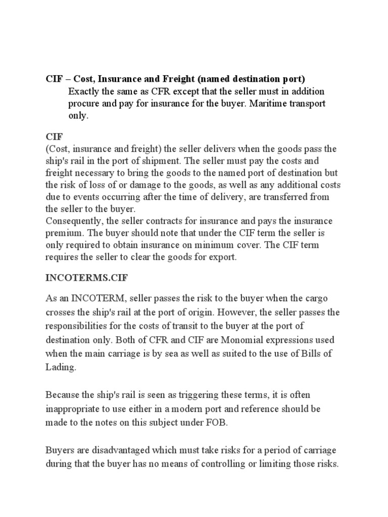 Understanding CIF: Cost, Insurance, Freight | PDF | Trade | Economies