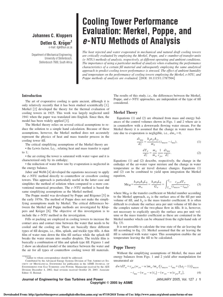 Cooling Tower Performance | PDF | Humidity | Heat Transfer