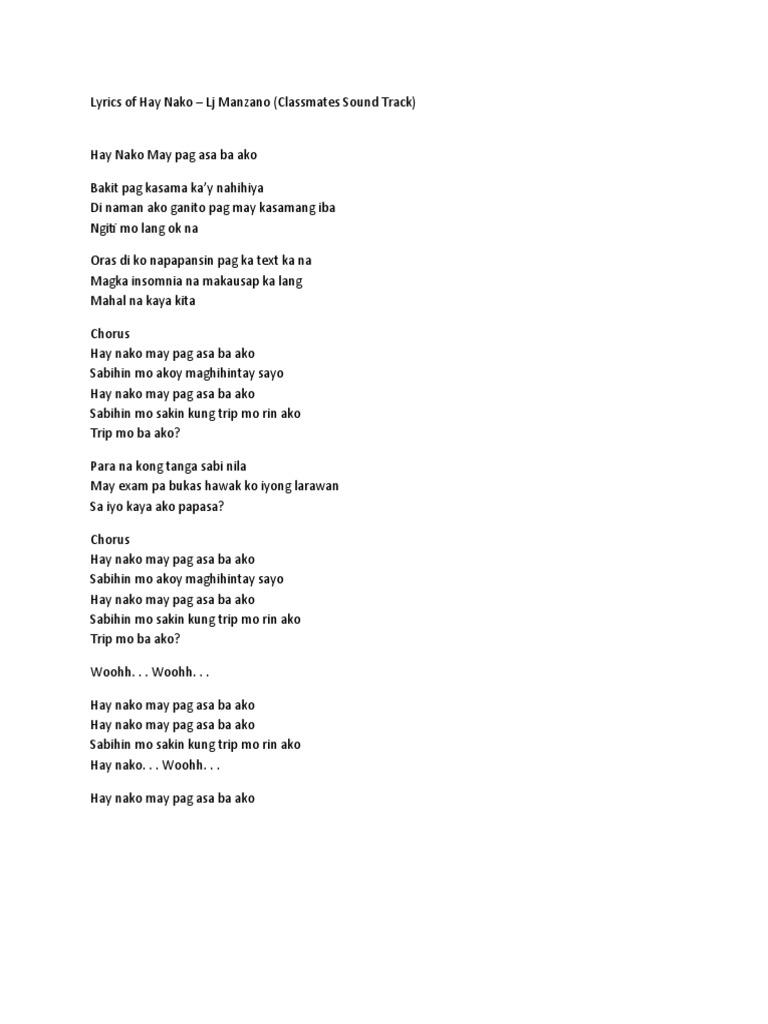 Lyrics of Hay Nako | PDF