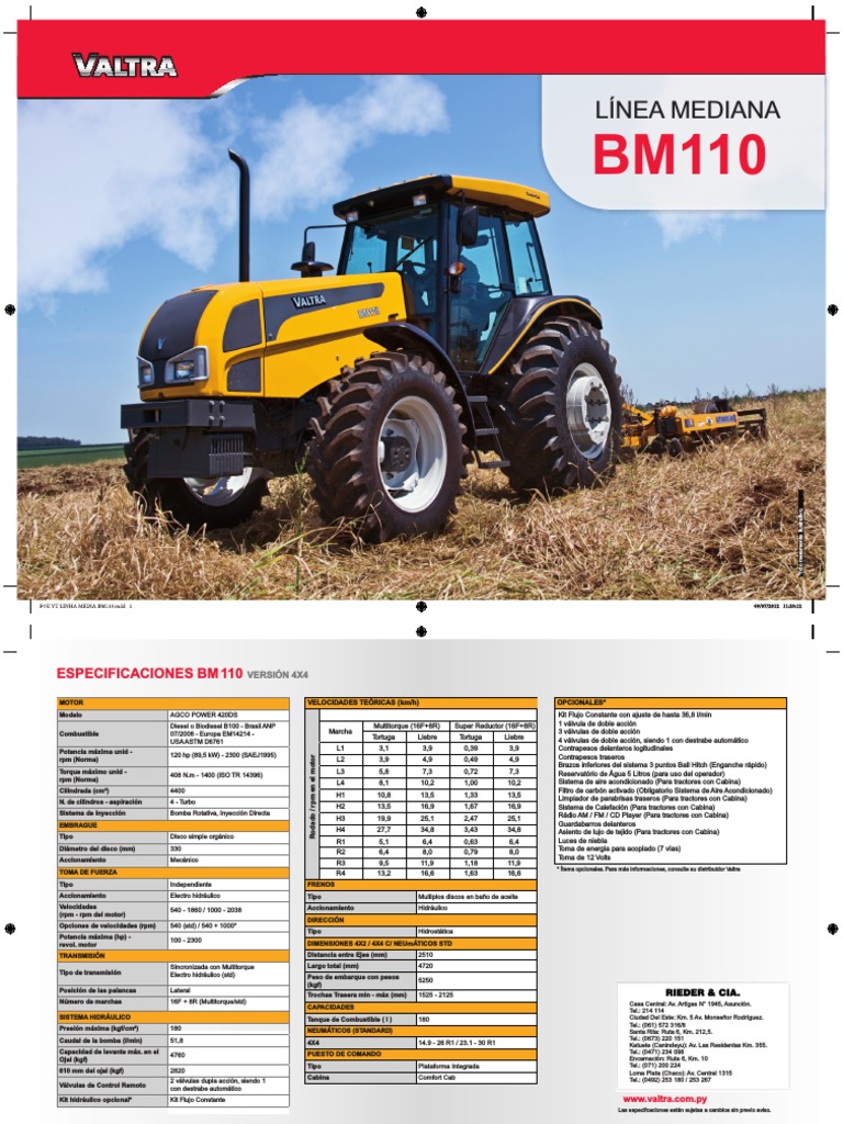 Valtra BM110 | PDF | Máquinas | Ingeniería mecánica