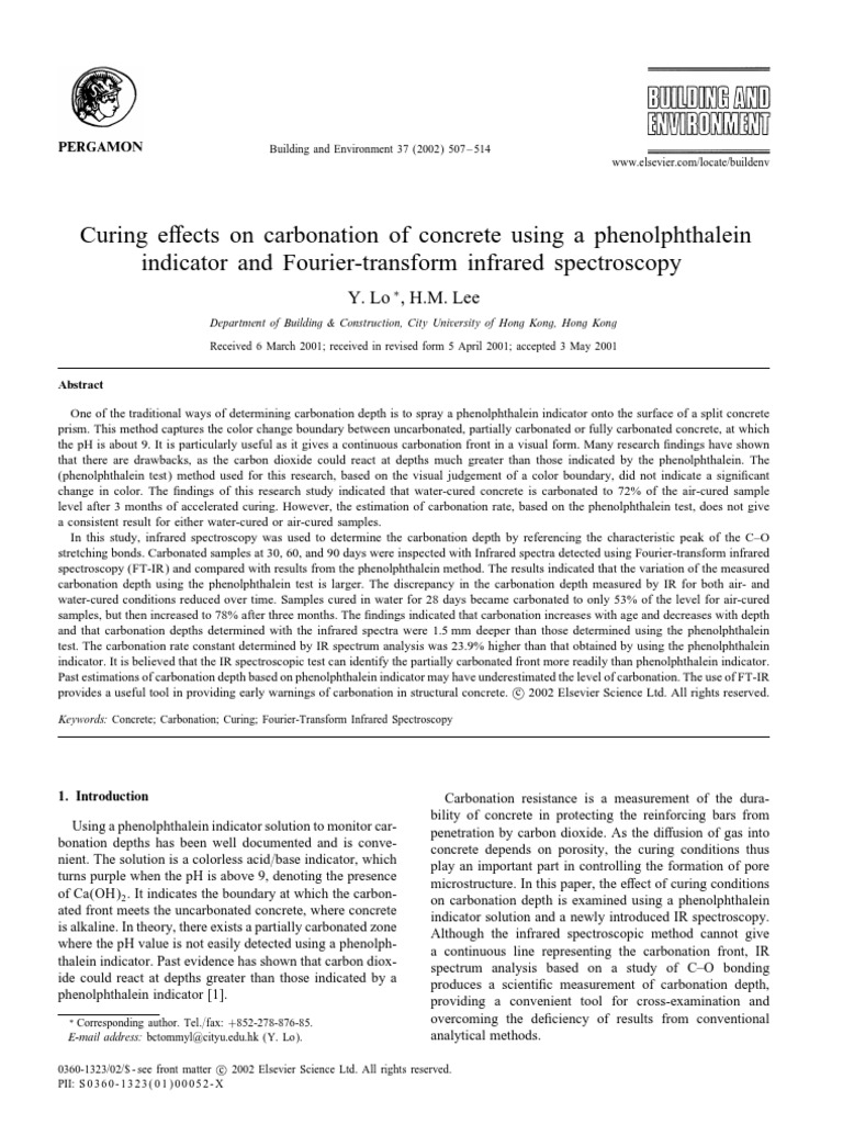 62 Curing Effets On Carbonation of Concrete Using A Phenolphthalein Indicator and Fourier ...