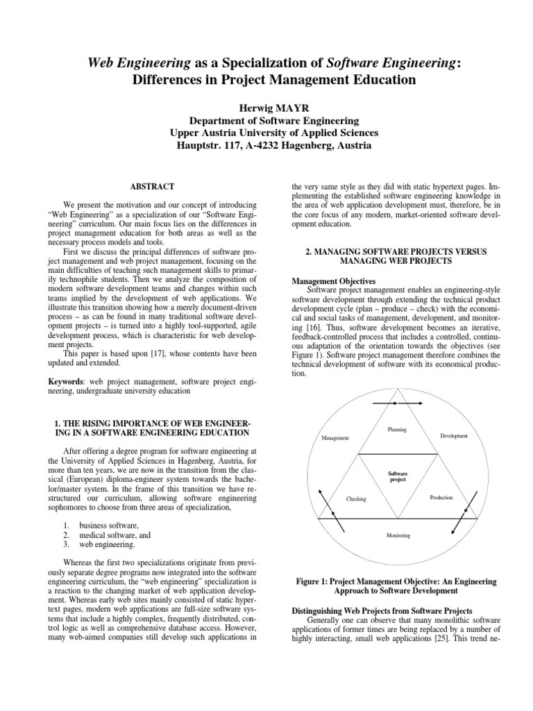 Web Engineering As A Specialization of Software Engineering | PDF ...