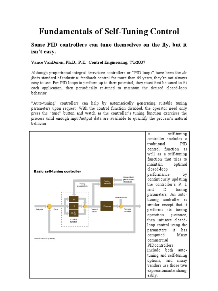 Fundamentals Of Self Tuning Control Pdf Control Theory Applied