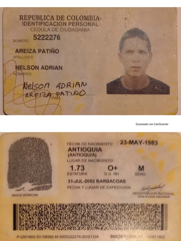 Cedula Nelson Adrian Areiza Patiño | PDF