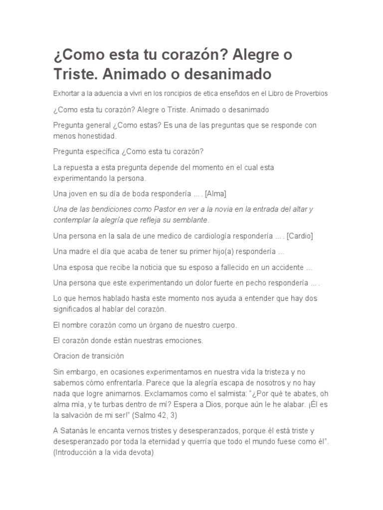 Como Esta Tu Corazón | PDF | Libro de proverbios | Salvación