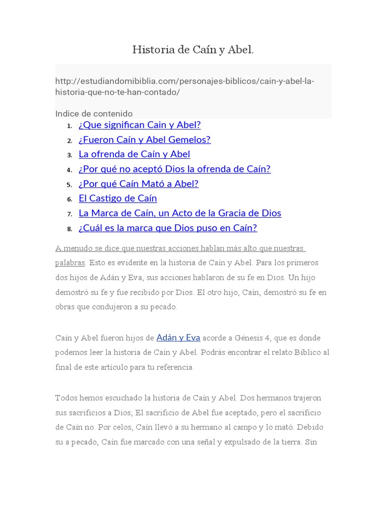 Historia de Caín y Abel | PDF | Adán y Eva | Pecado