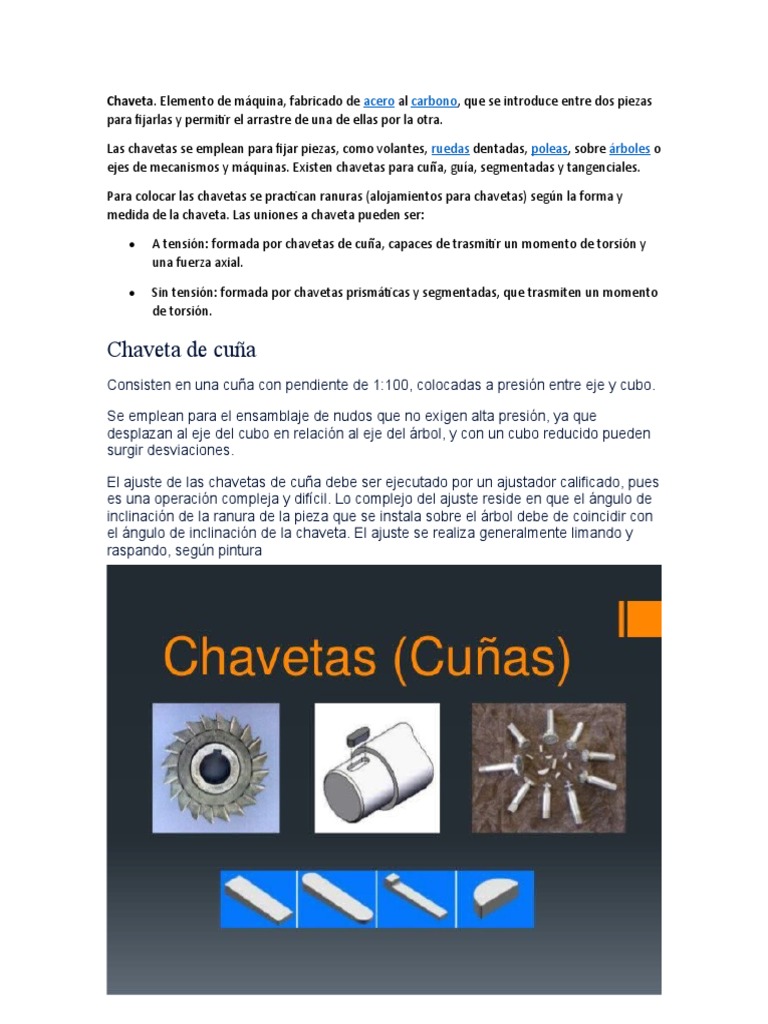 Chaveta | PDF | Eje | Engranaje