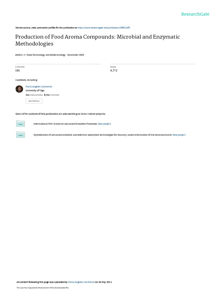 Production of Food Aroma Compounds Microbial and E | PDF | Ester ...