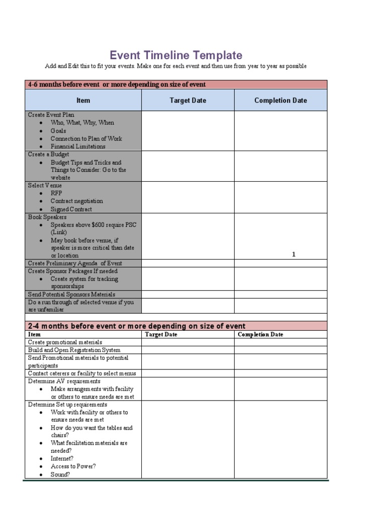 Free Event Planning Timeline Template Download | PDF | Receipt ...