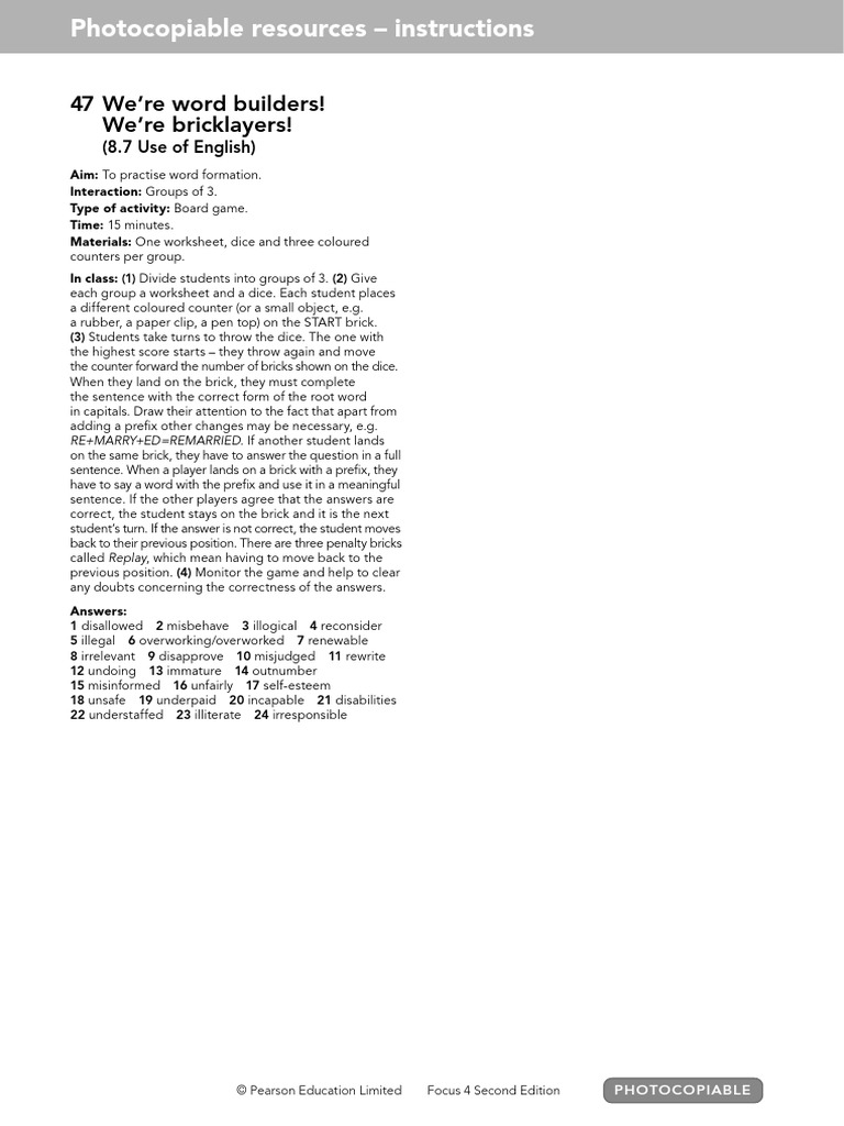 Focus4 2E Unit8 Lesson7 Resource 47 | PDF | Cognition