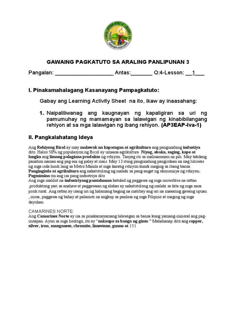 LAS AP3 Q4 WEEK 1 Tagalog | PDF