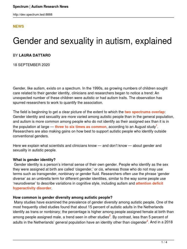 Gender and Sexuality in Autism, Explained: Spectrum - Autism Research ...