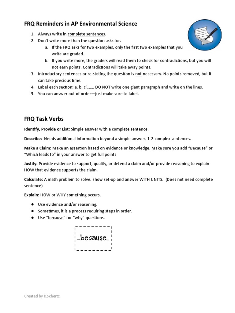 FRQ Task Verbs and Reminders 1 | PDF