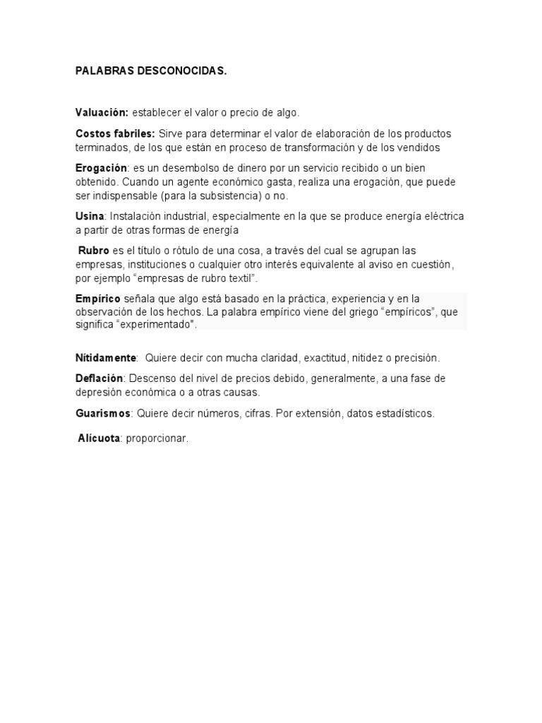 Palabras Desconocidas | PDF