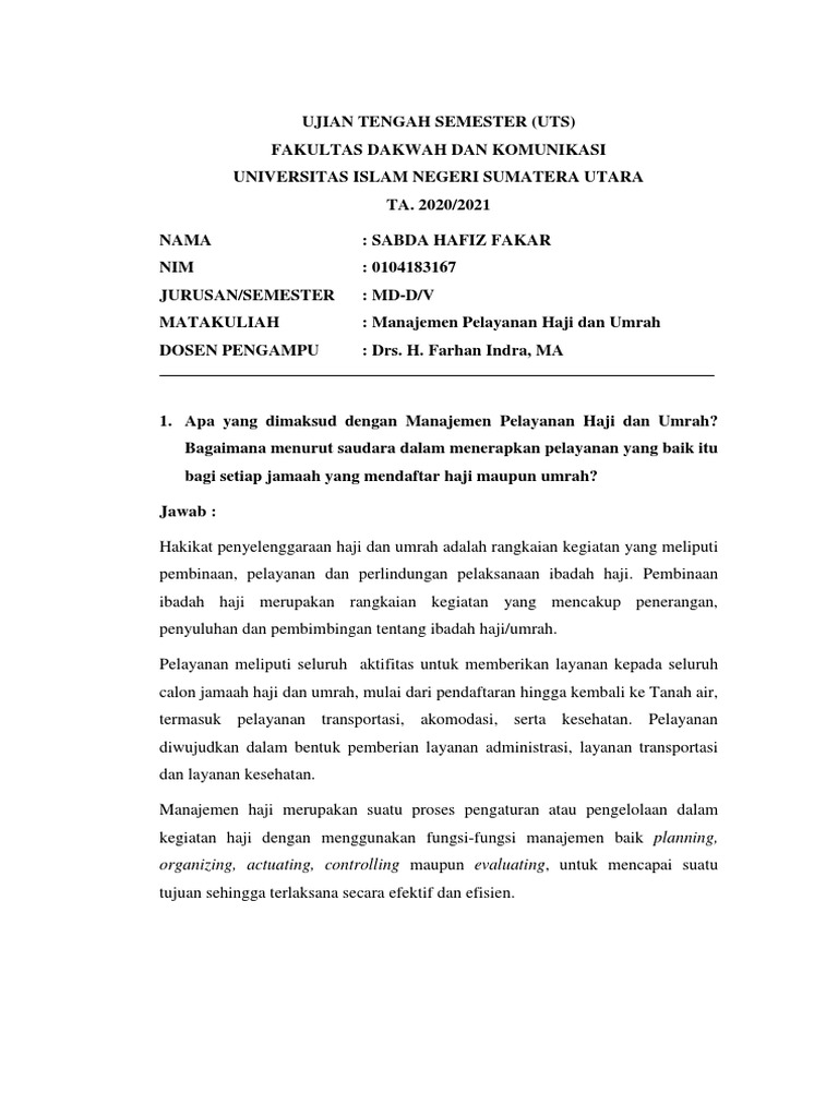 UTS Sabda Hafiz Fakar (MPHU) | PDF | Bisnis | Agama & Spiritualitas