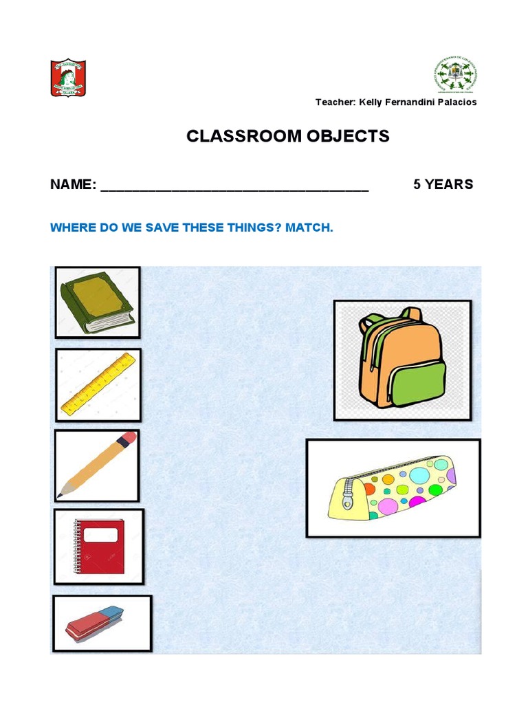 Classroom Objects - 5 Years - 15 March | PDF