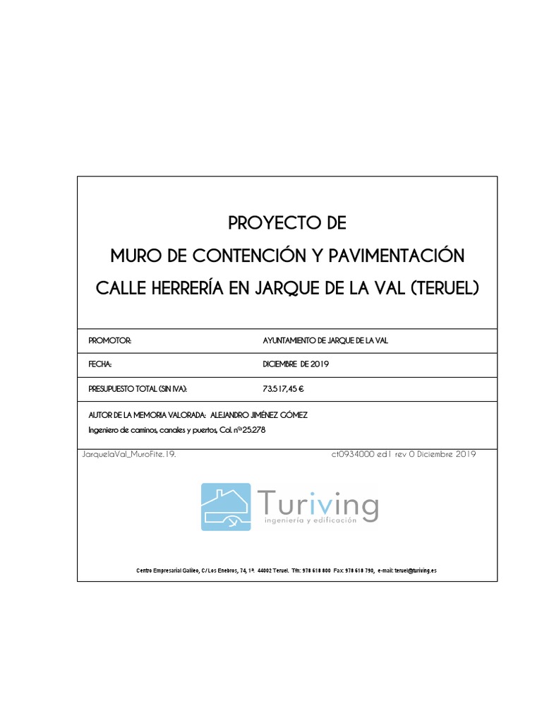 Proyecto+muro+contencion 439831 | PDF | Presupuesto | Fundación (Ingeniería)