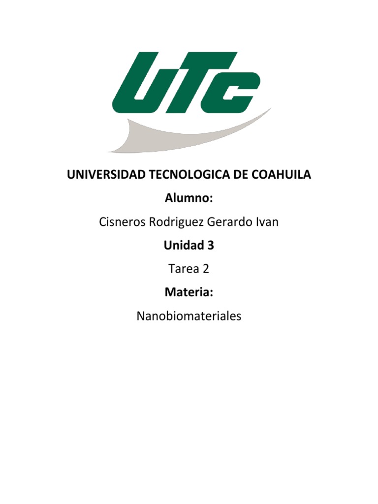 Tarea 2 U3 Nanobiomateriales | PDF