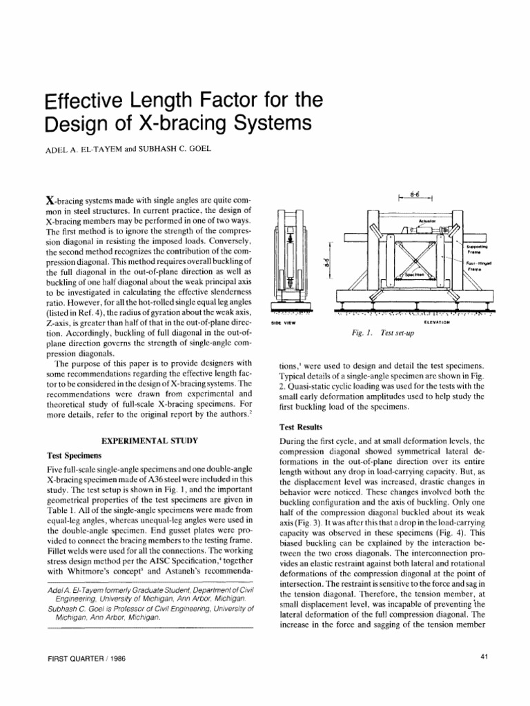 Effective Length Factor For The Design of X-Bracing Systems | PDF ...