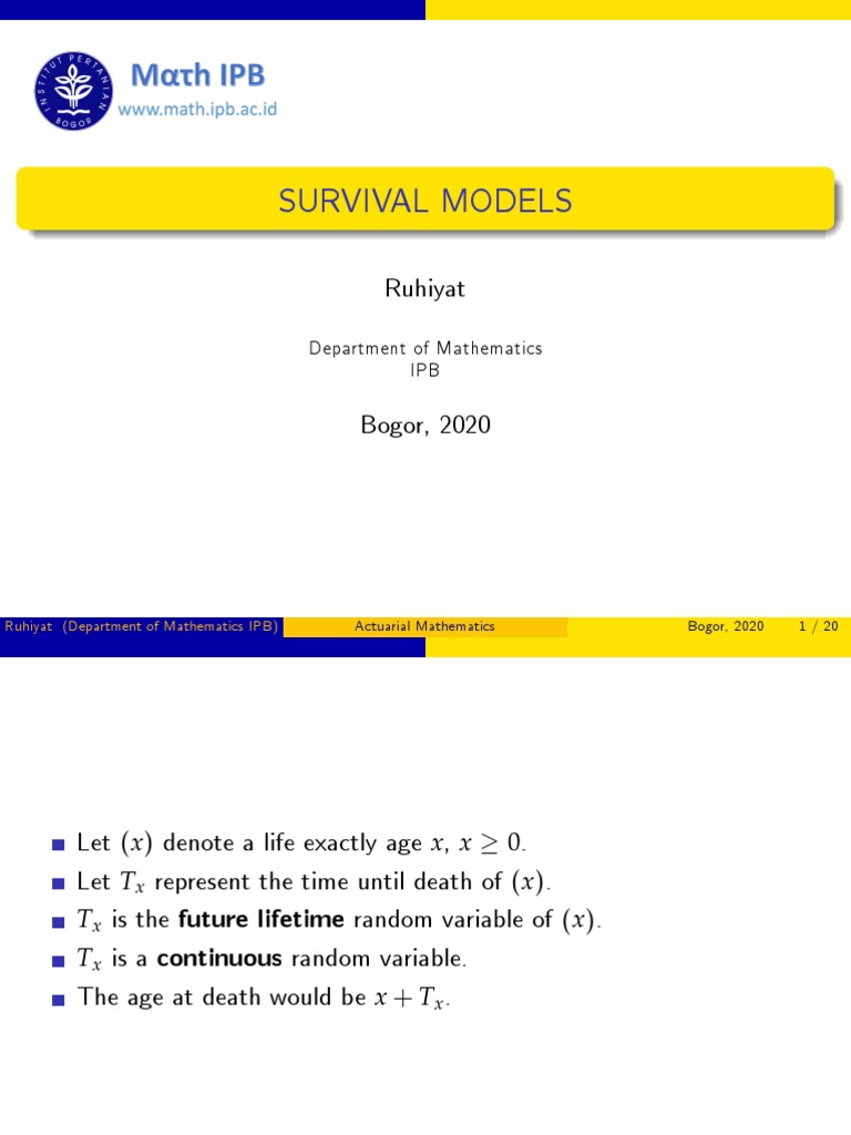 Lecture 2 Survival Models - Handout | PDF | Analysis | Mathematical ...